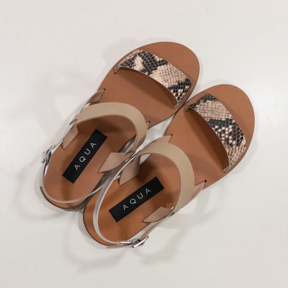 Aqua | Shoes | Aqua Sam Snake Print Strappy Sandals | Poshmark